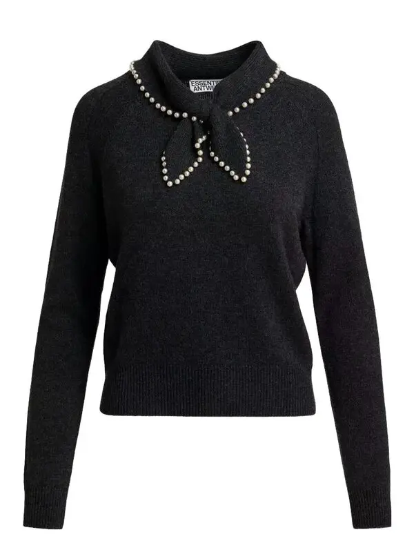 Essentiel Antwerp Faux Pearl Embellished Sweater - Black