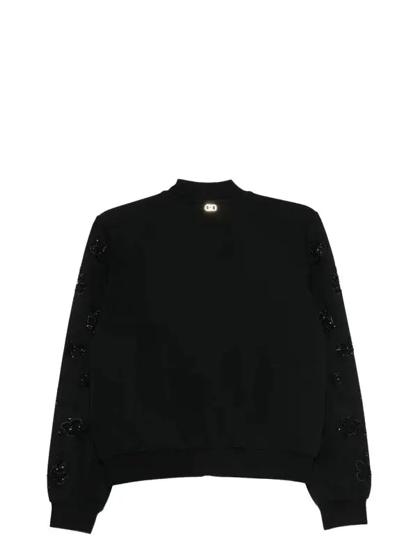 Liu Jo Zip-up Sweatshirt With Bead Embellishments - Black