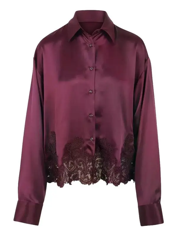 Ermanno Scervino Lace Trim Satin Shirt - Purple