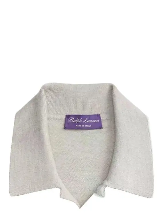 Ralph Lauren Purple Label Herringbone Knit Polo Shirt - Grey