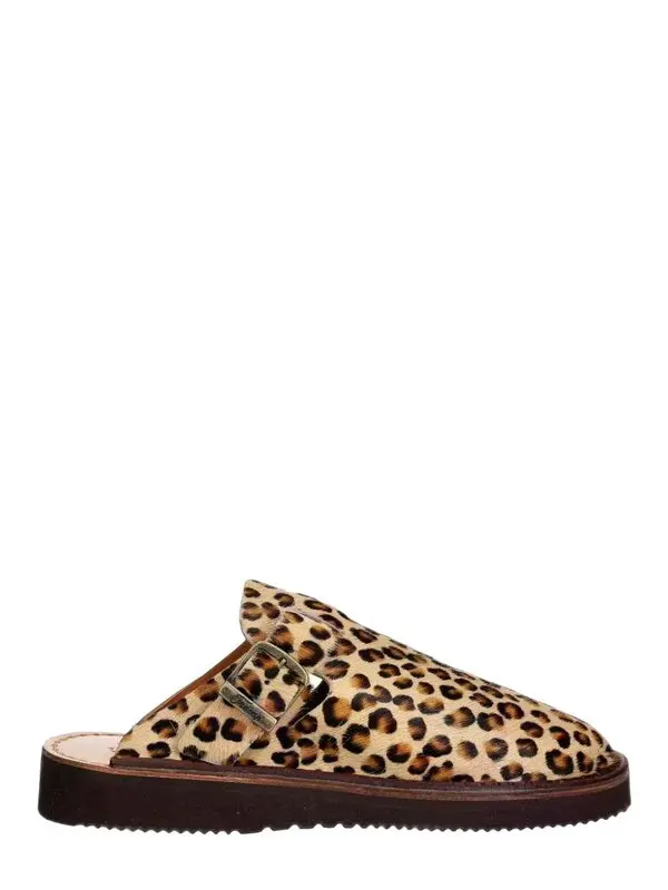 FRACAP Leopard Print Buckled Mules - Neutrals