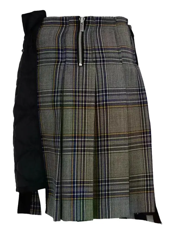 Sacai Buckled Midi Skirt With Quilted Finish And Pleat Detail - Grey