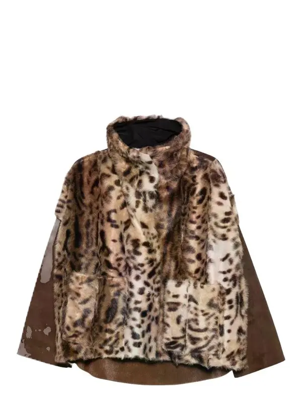 VIRGINIA BIZZI Leopard-print Reversible Jacket - Brown