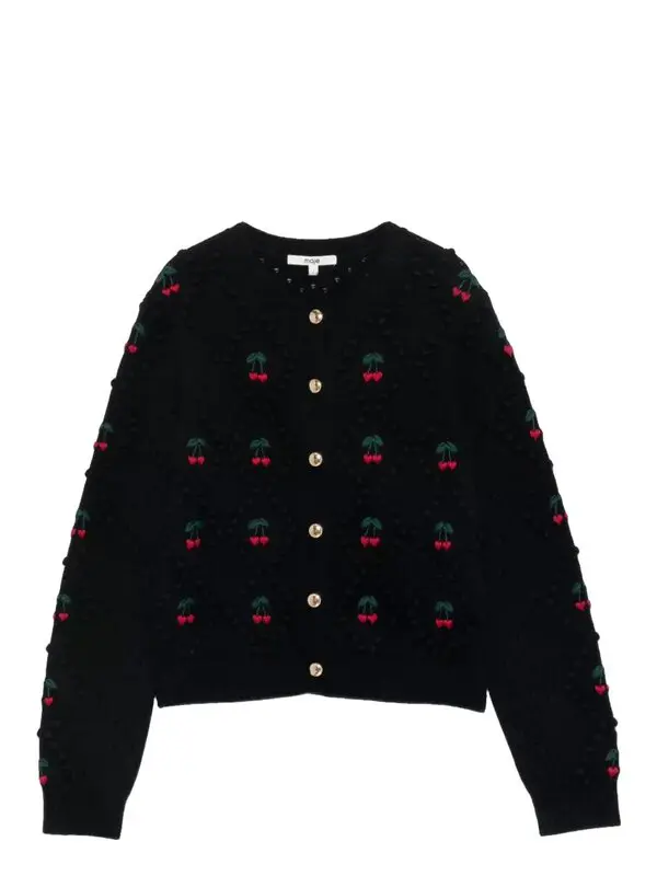 Maje Cherry Embroidered Cardigan - Blue
