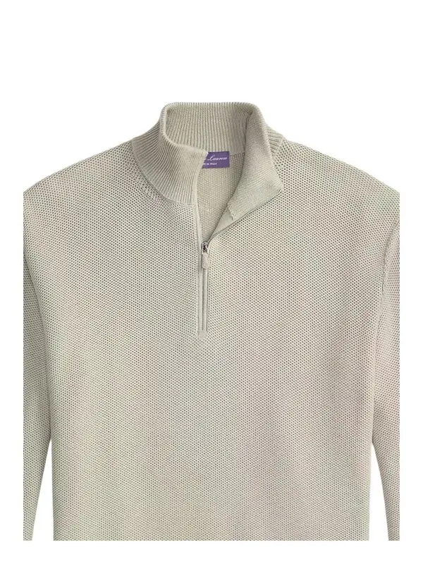 Ralph Lauren Purple Label Quarter-zip Waffle-knit Sweater - Neutrals