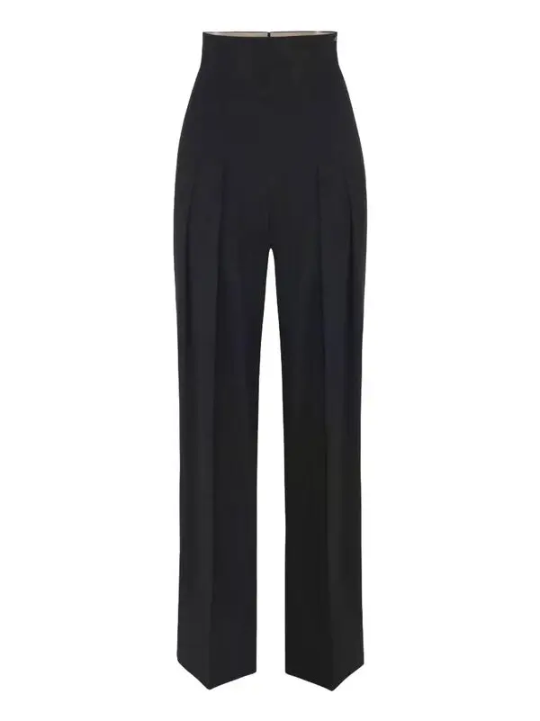 Elisabetta Franchi Flowing Gabardine High-waist Trousers - Black