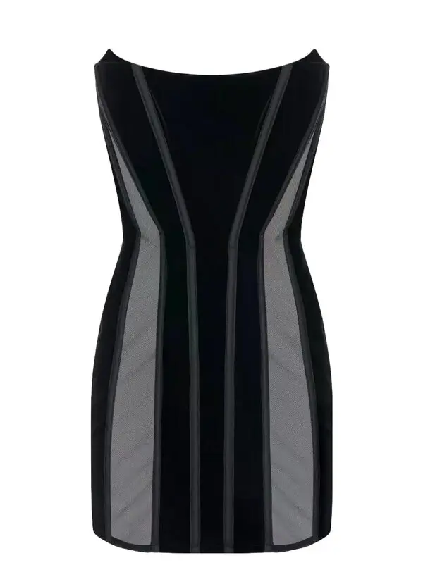 Elisabetta Franchi Velvet And Tulle Mini Dress - Black