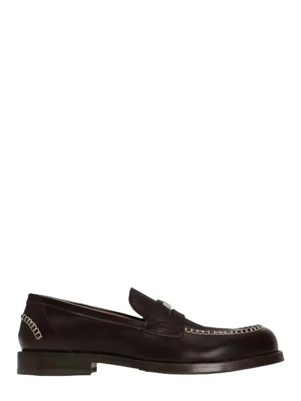 Dolce & Gabbana Calfskin Loafers With Whipstitch Detailing - Brown