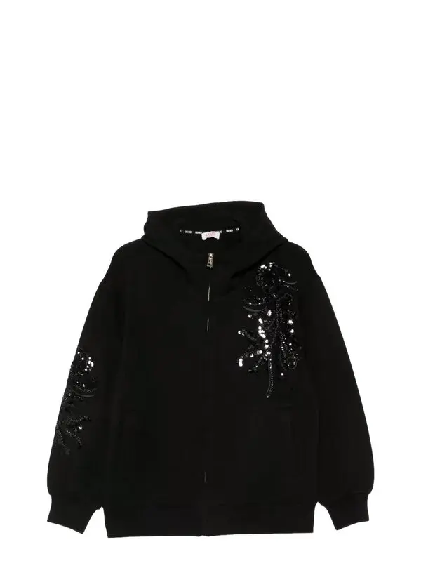 Liu Jo Sequin-embellished Zip-up Hoodie - Black