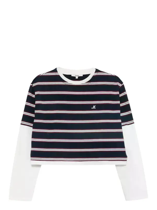 Maje Striped Cropped T-shirt - Blue