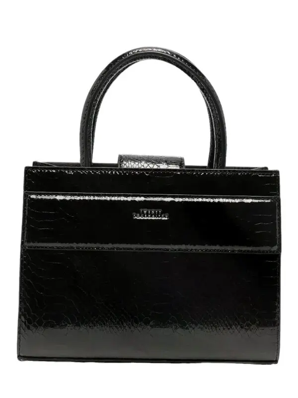 TWENTY FOURHAITCH Patent Python-effect Tote Bag - Black