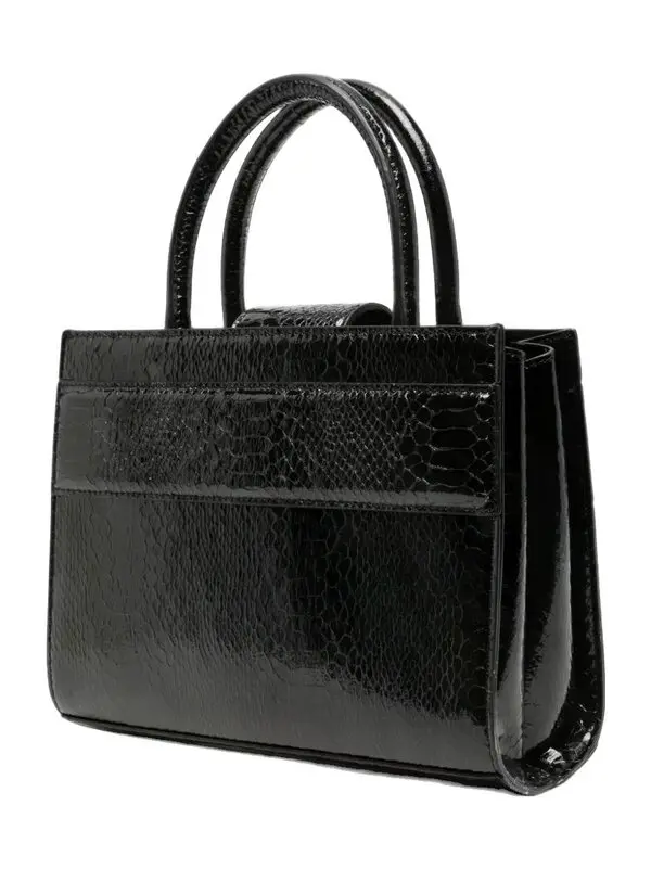 TWENTY FOURHAITCH Patent Python-effect Tote Bag - Black