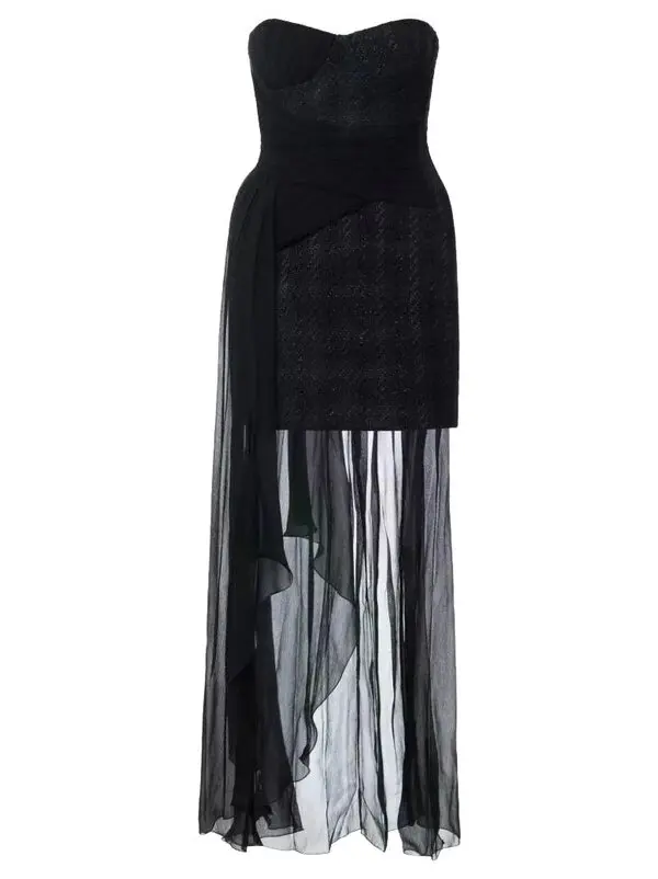 Elisabetta Franchi Tweed Mini Dress With Sash - Black