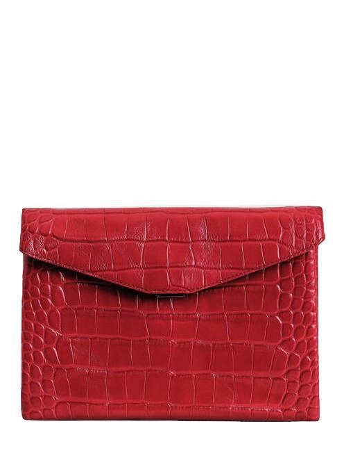 Cos Croc-effect Leather Envelope Pouch - Red