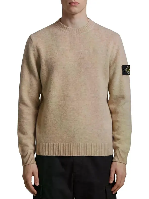 Stone Island Logo Patch Crew Neck Sweater - Neutrals