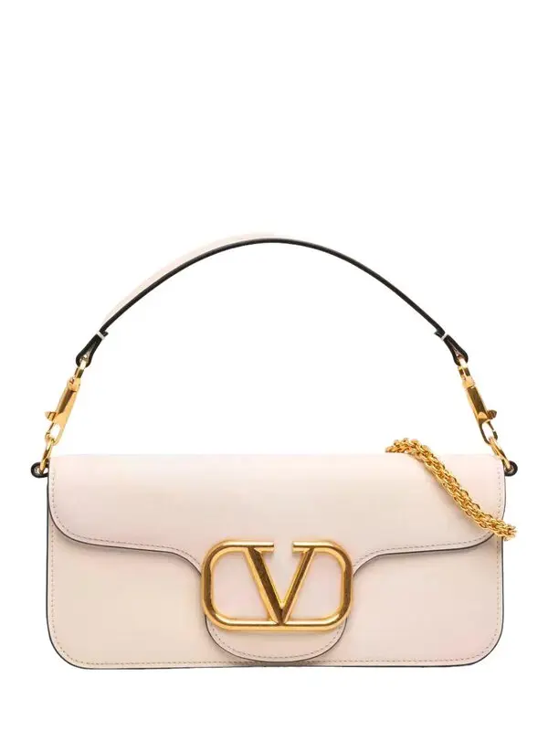 Valentino Garavani Medium Calfskin Vlogo Loco Satchel - White