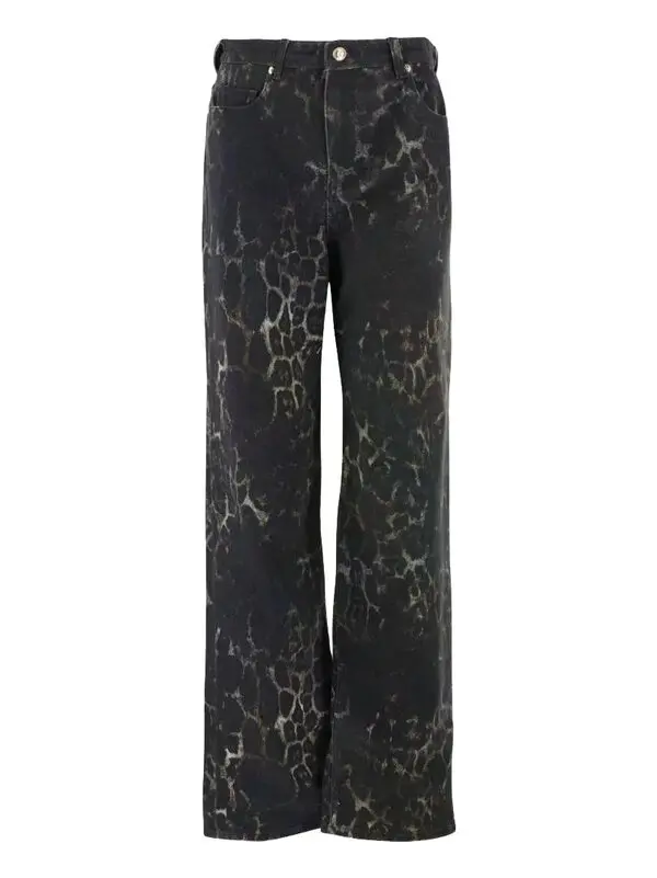 Just Cavalli Animal Print Straight Leg Jeans - Black