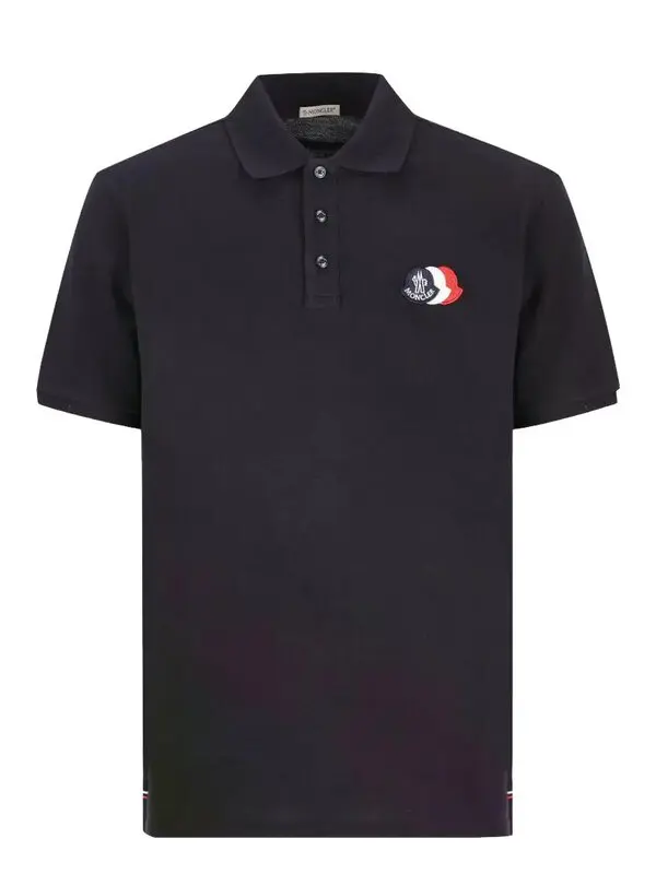 Moncler Logo-patch Piquet Polo Shirt - Blue