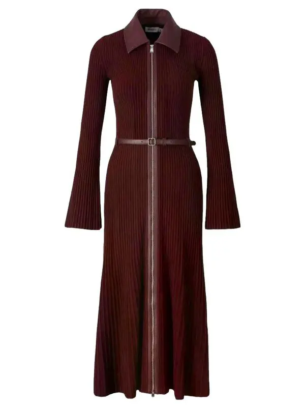 Simkhai Ismelle Belted Ribbed-knit Midi Dress - Red