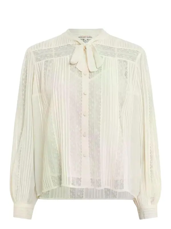 Gerard Darel Cyana Pussy-bow Lace-panel Blouse - White