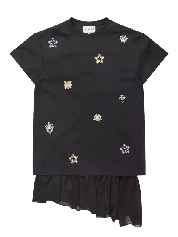 Munthe Embellished Ruffle T-shirt Dress - Black