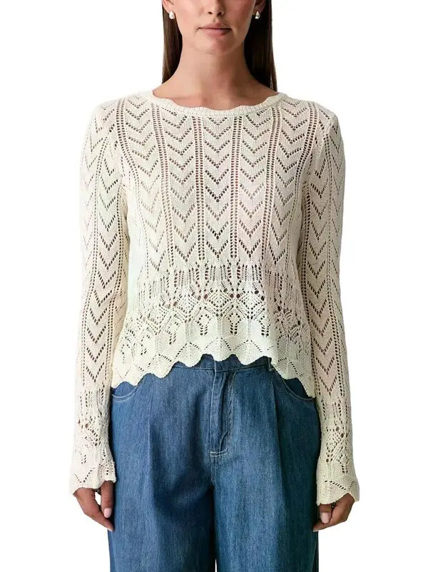 HOSS INTROPIA Ivy" Pointelle Knit Top - White