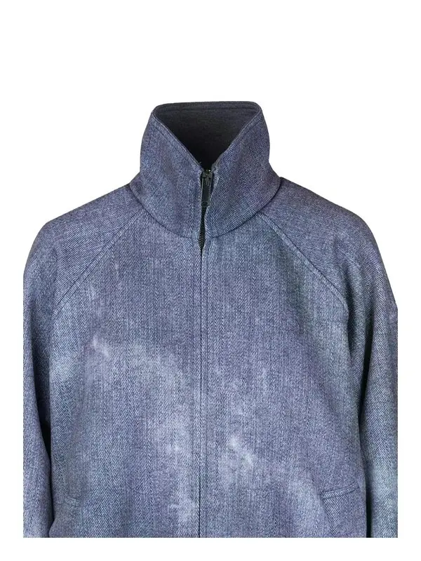 8PM High Neck Denim Jacket With Faded Effect - Blue