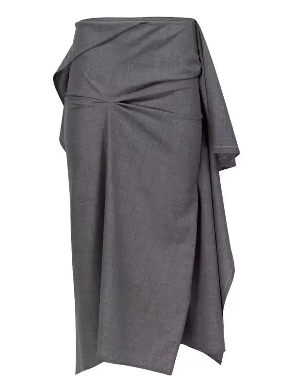Victoria Beckham Draped Tailored Midi Skirt - Grey