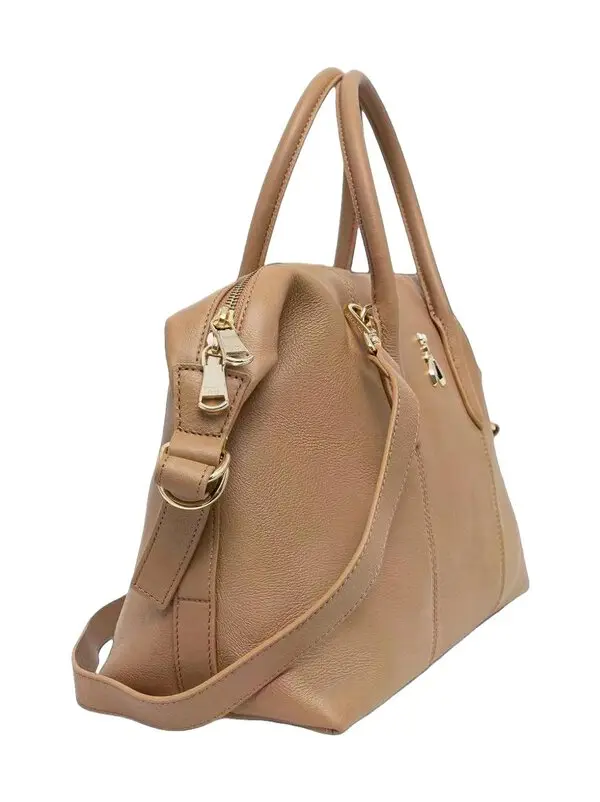 Patrizia Pepe Medium Tote Bag With Fly Logo Plaque - Neutrals
