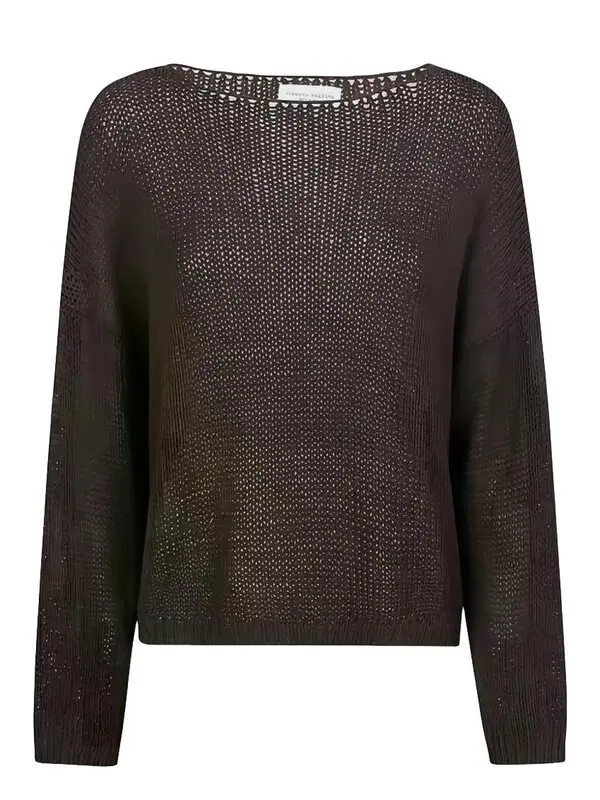 ROBERTO COLLINA Open-knit Boat-neck Sweater - Brown