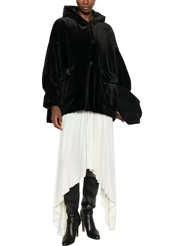 VIRGINIA BIZZI Americana Reversible Velvet Jacket - Black