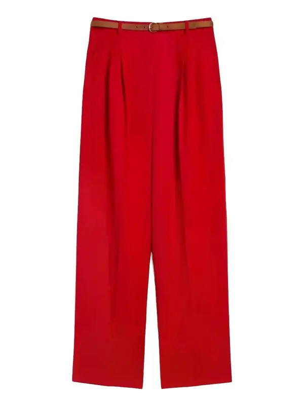 Max Mara Bacio Belted Pleated Trousers - Red