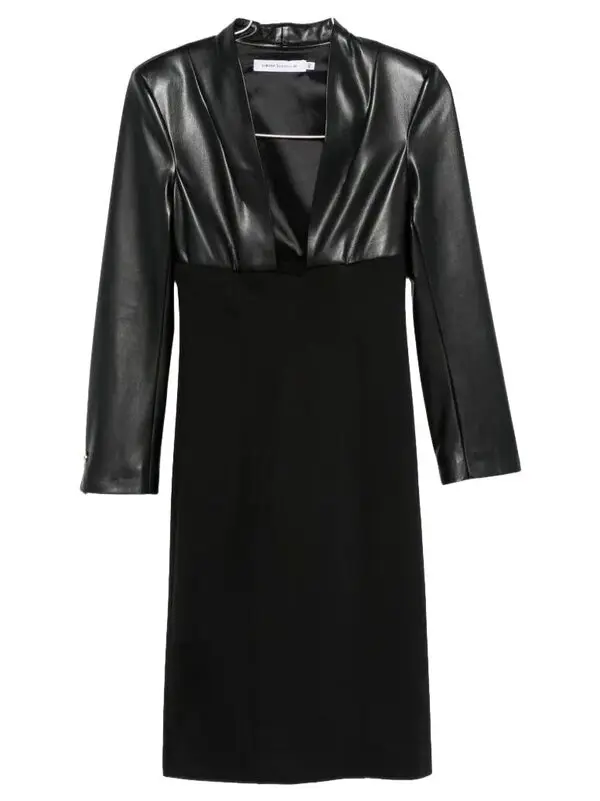 SIMONA CORSELLINI Faux-leather Panelled Midi Dress - Black