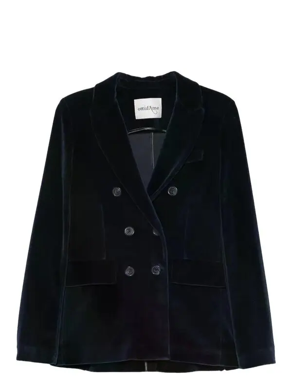 OTTOD'AME Velvet Double-breasted Blazer - Blue