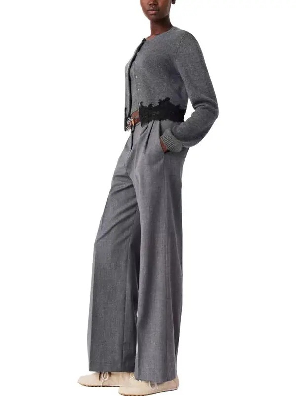 Maje Twinset Cardigan And Tank Top With Lace Trim - Grey