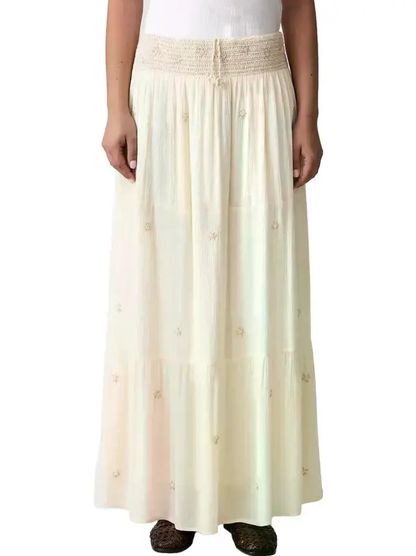 HOSS INTROPIA Roxana Bead-embellished Tiered Maxi Skirt - Neutrals
