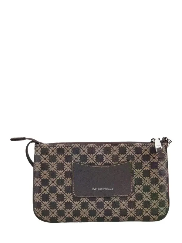 Emporio Armani Monogram Print Shoulder Bag - Brown