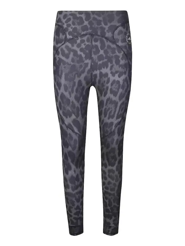 Adidas By Stella McCartney Leopard-print Logo-print Leggings - Grey