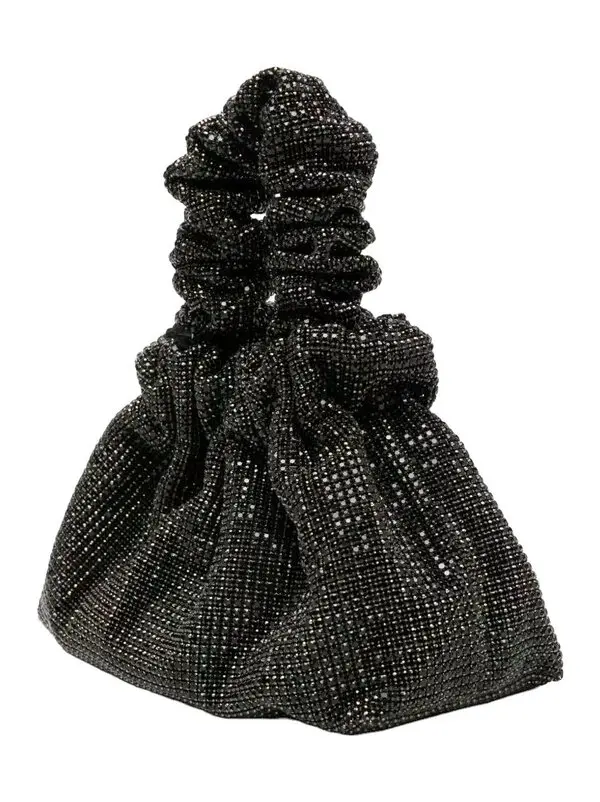 TWENTY FOURHAITCH Crystal Embellished Ruched Tote Bag - Black