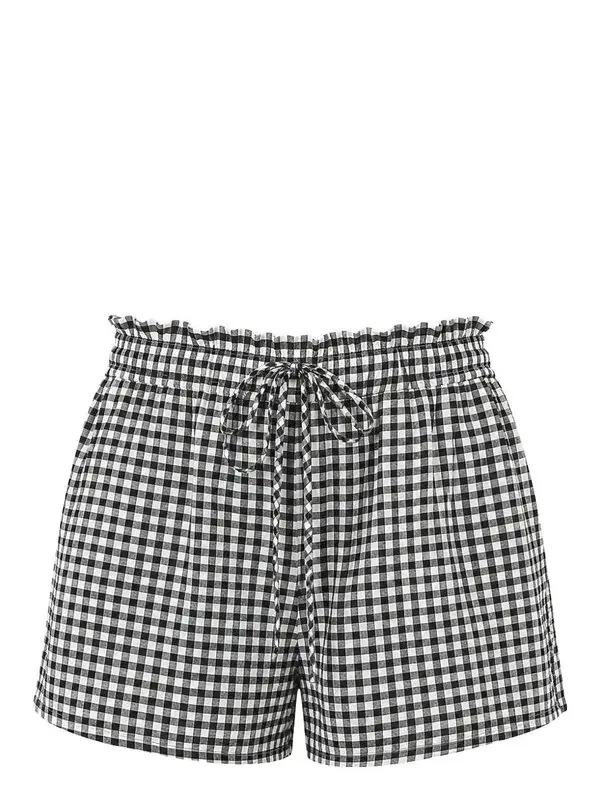 Xirena Gingham Ruffled Shorts - Black