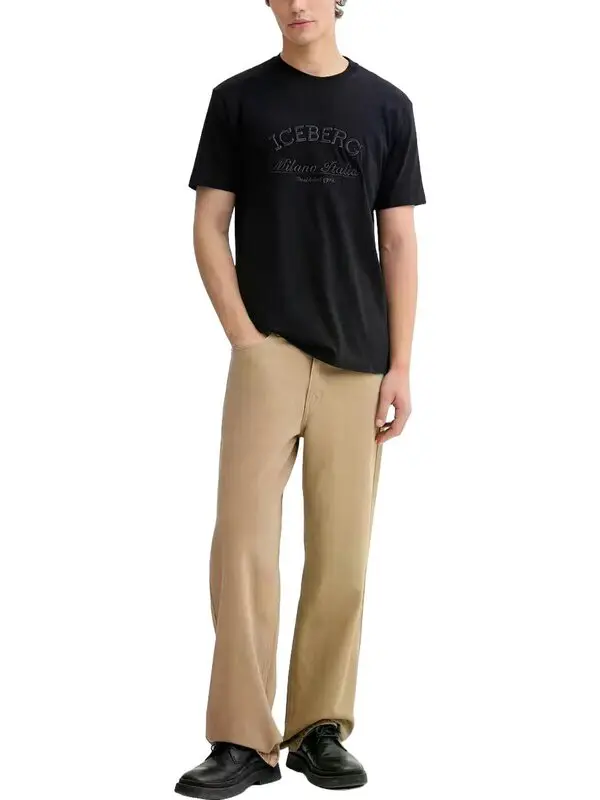 Iceberg Logo-embroidered T-shirt - Black