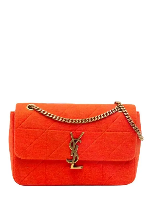 Saint Laurent Medium Jersey Wool Patchwork Jamie Crossbody Bag - Orange
