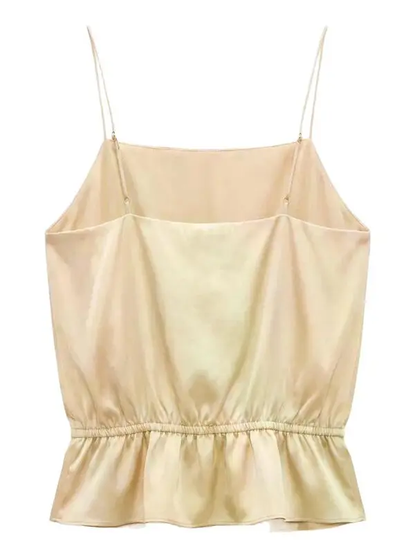 REFORMATION Fiorenzo Peplum-hem Silk Top - Neutrals