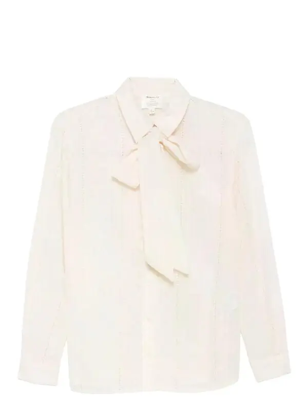 MAISON123 Broderie Anglaise Pussy-bow Shirt - Neutrals