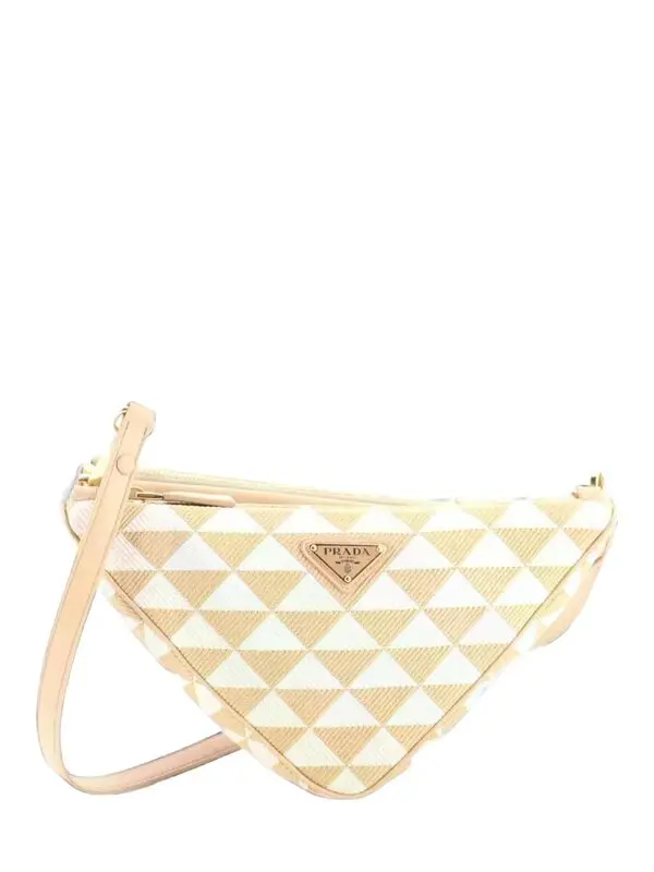 Prada Double Symbole Triangle Mini Shoulder Bag - Neutrals