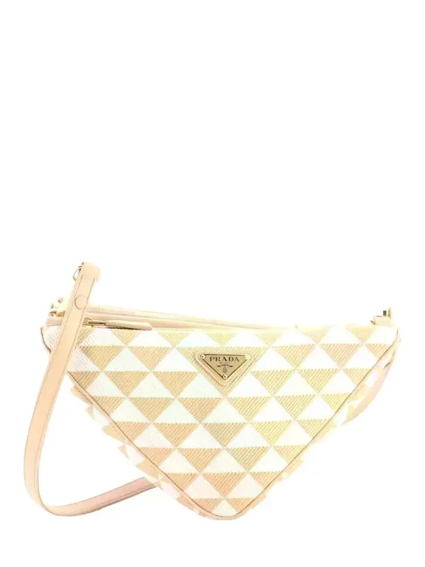Prada Double Symbole Triangle Mini Shoulder Bag - Neutrals