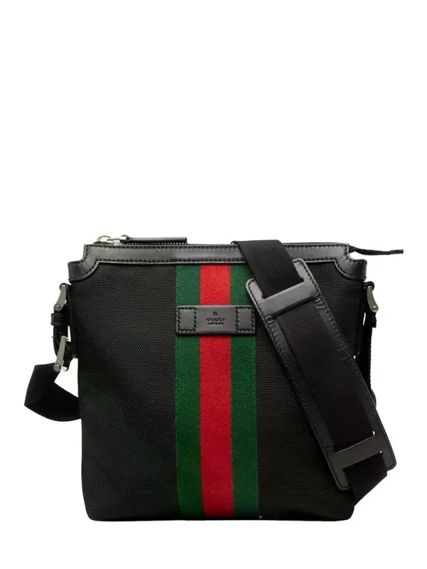 Gucci Techno Canvas Web Messenger Bag - Black