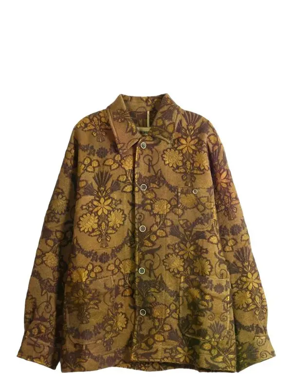 UMA WANG Floral Jacquard Button-up Jacket - Brown