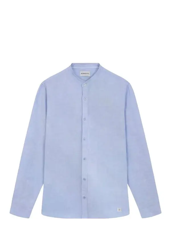 NOWADAYS Grandad-collar Linen Shirt - Blue