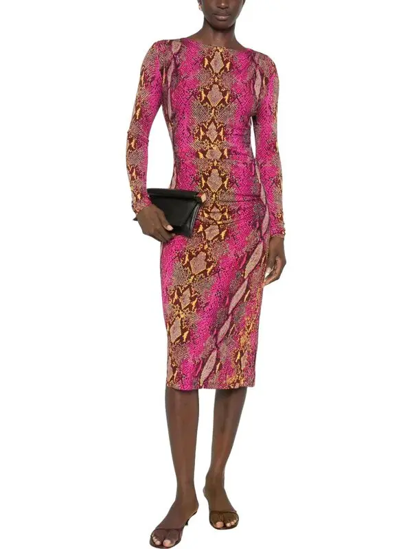 Diane Von Furstenberg Darrius Snake-print Midi Dress - Pink